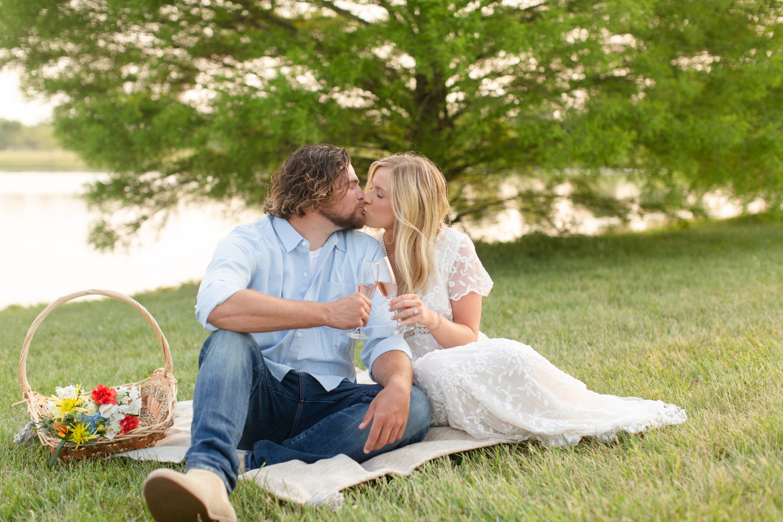 Golden Hour Engagement Photos for Trey + Chelsea in Carmel